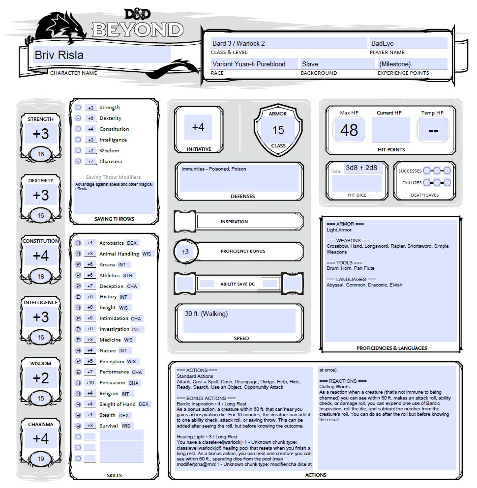 Dnd Character Sheet Fillable